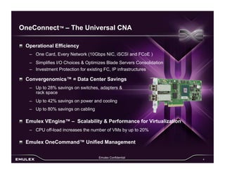 Emulex OneConnect Universal CNA (Short Overview) | PDF