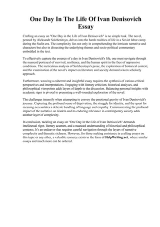 One Day In The Life Of Ivan Denisovich Essay.pdf