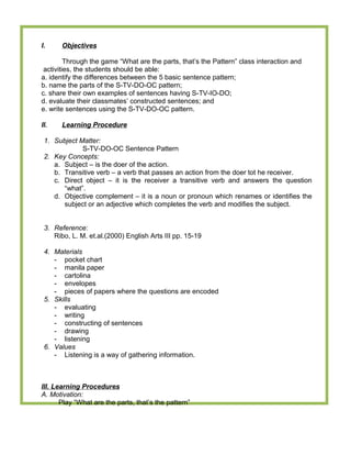 One day lesson plan | DOC