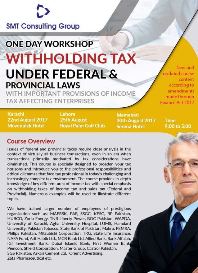 One day workshop withholding tax under federal and provincial laws with ...