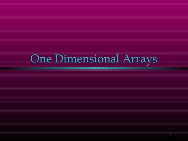 One dimensional 2