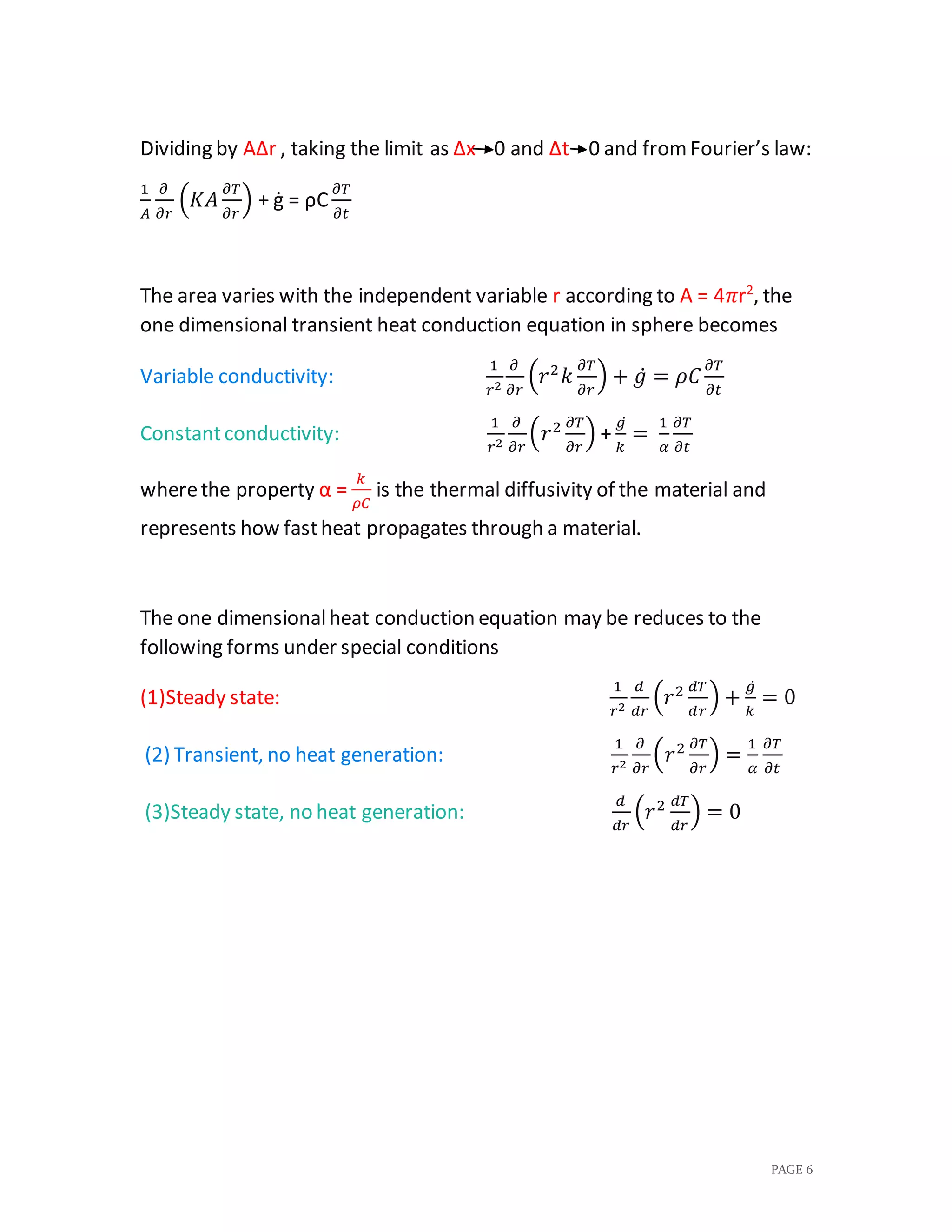 One dimensional heat conduction equation | DOCX