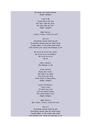 One direction All Songs Lyrics w/ Sia And Michael Jackson | DOCX