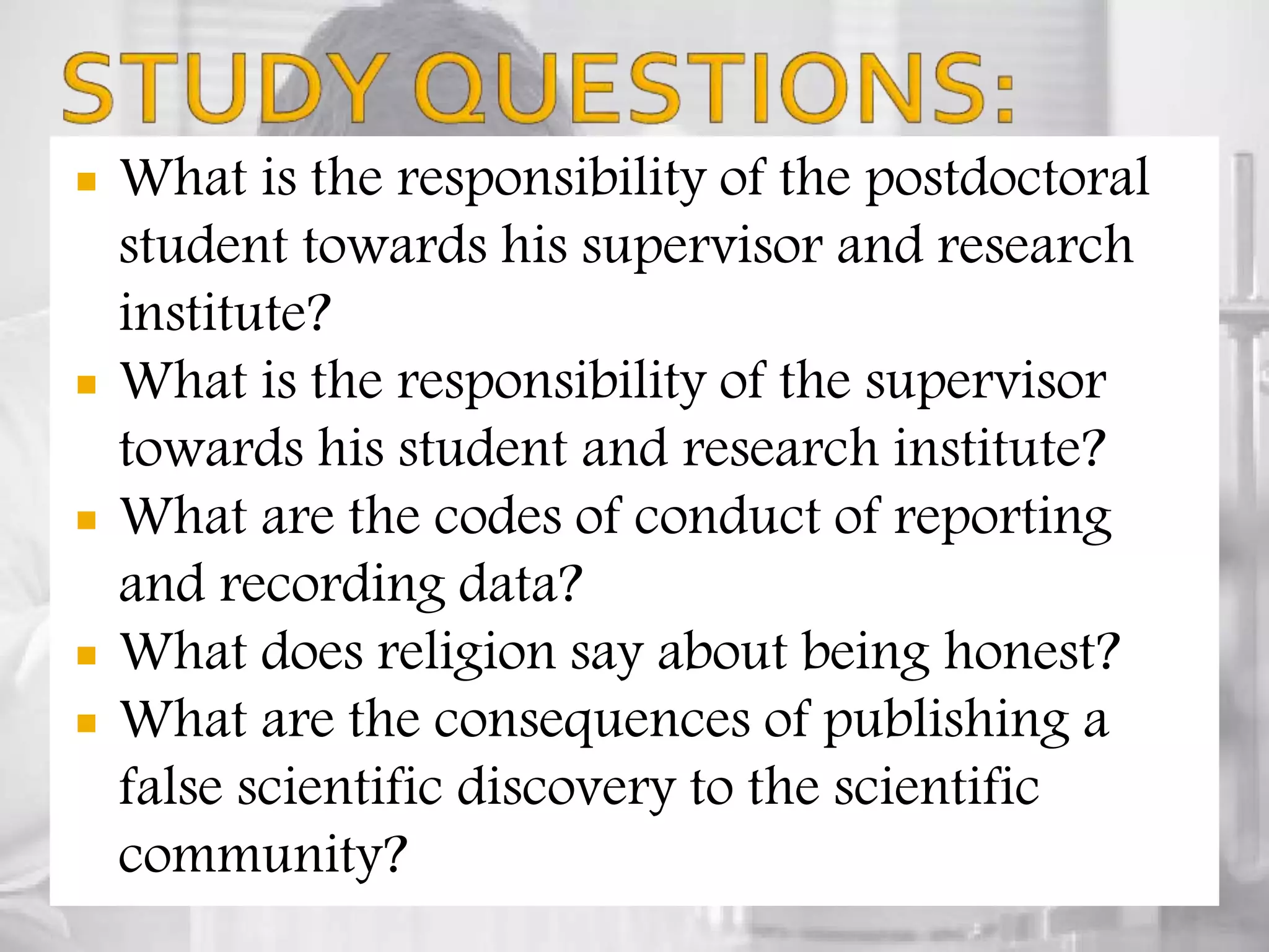 Ethics in scientific research- Honesty | PPT