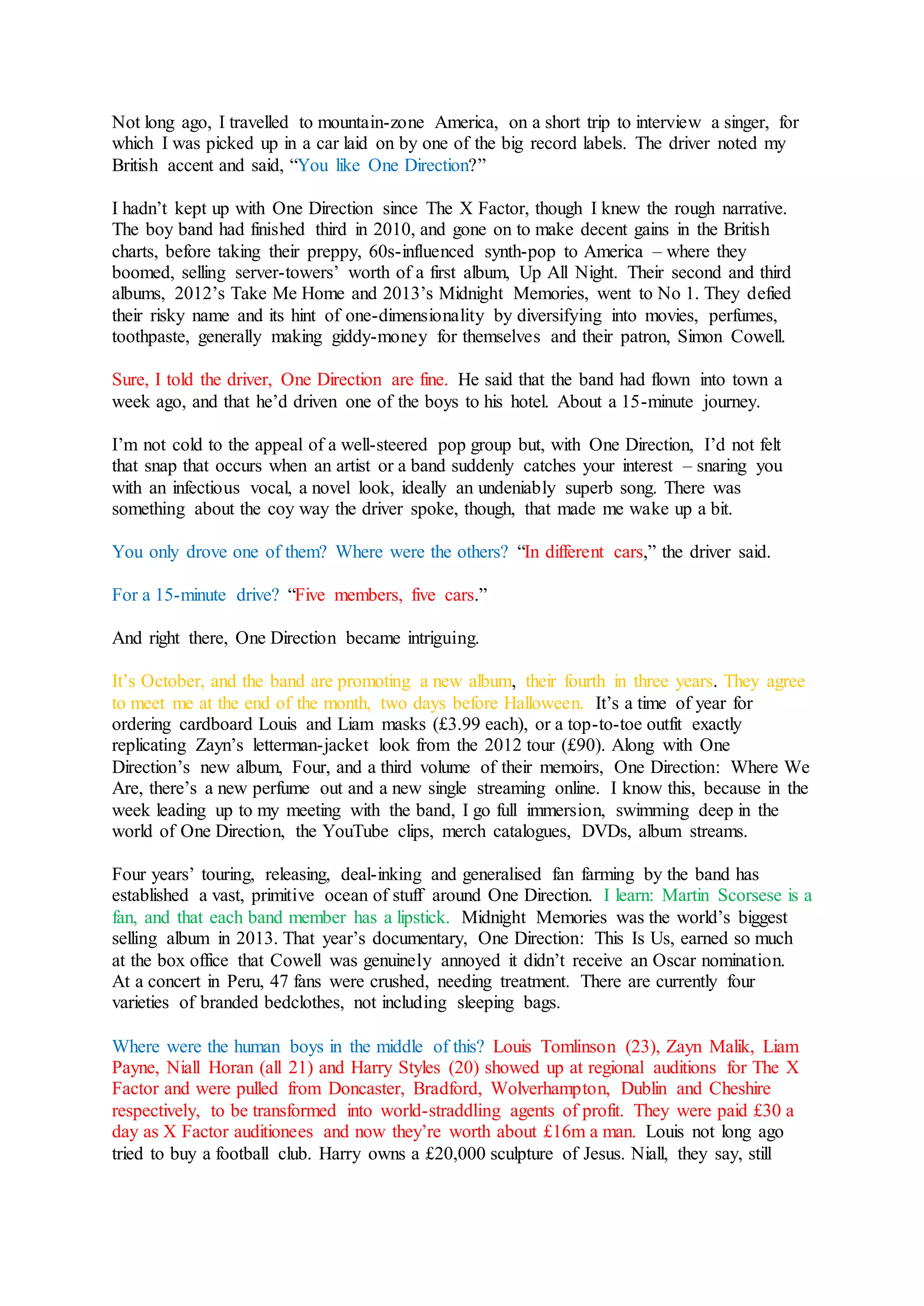 One direction interview | DOCX