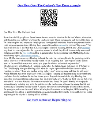 One Flew Over The Cuckoos Nest Essay | PDF