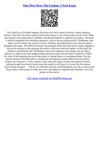 One Flew Over The Cuckoos Nest Essay | PDF