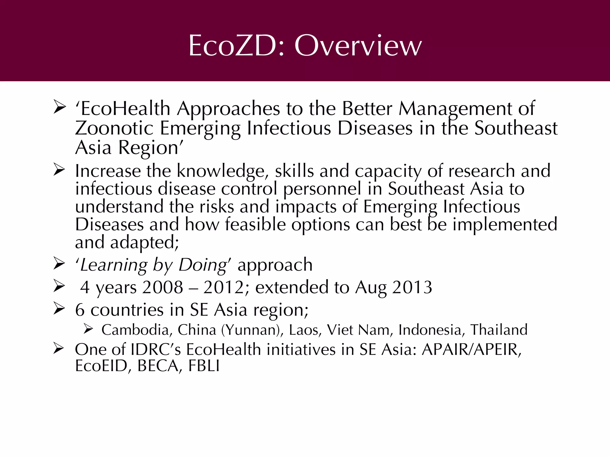 One Health approaches to prevent and control zoonoses | PPT