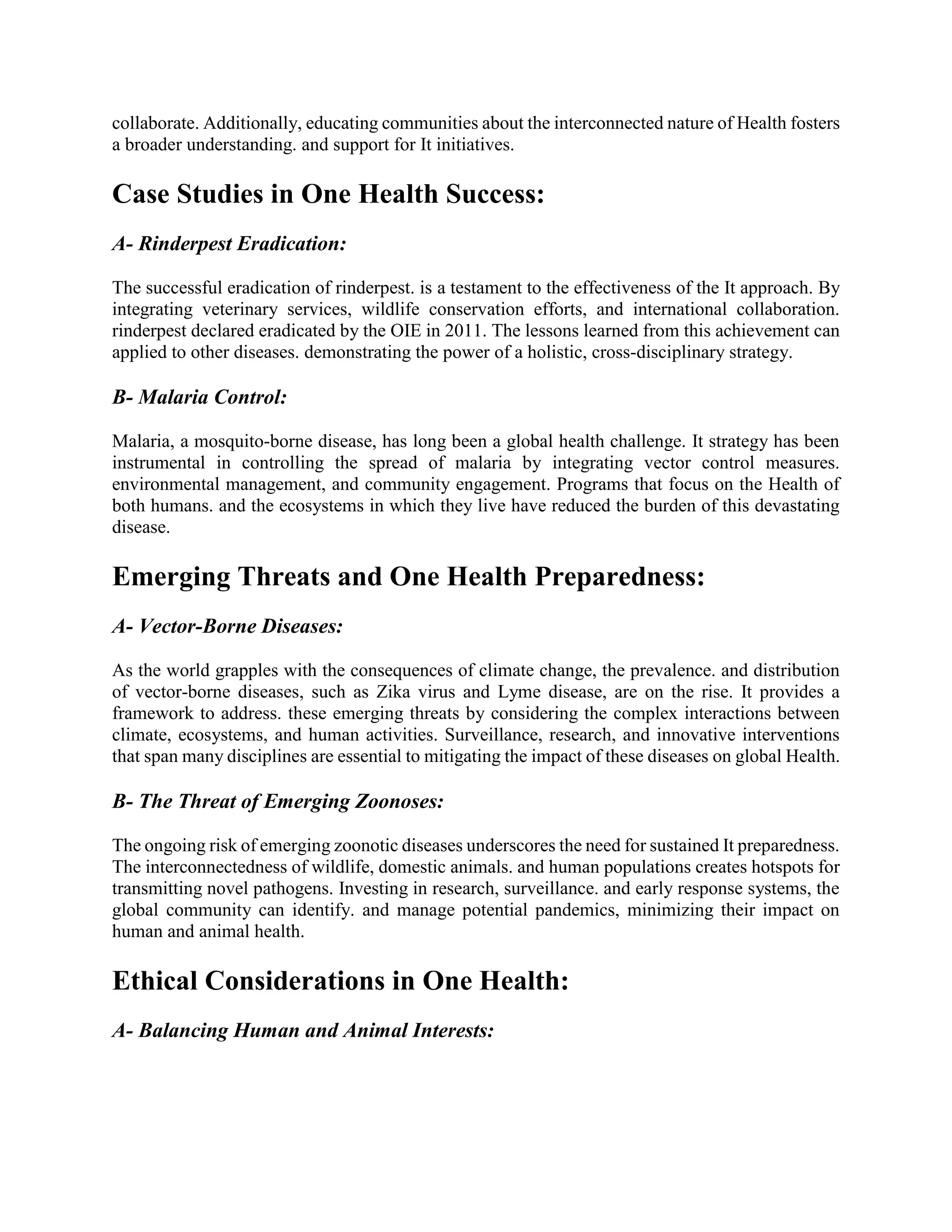 One Health: A Holistic Approach to Achieving Global Well-being | DOCX