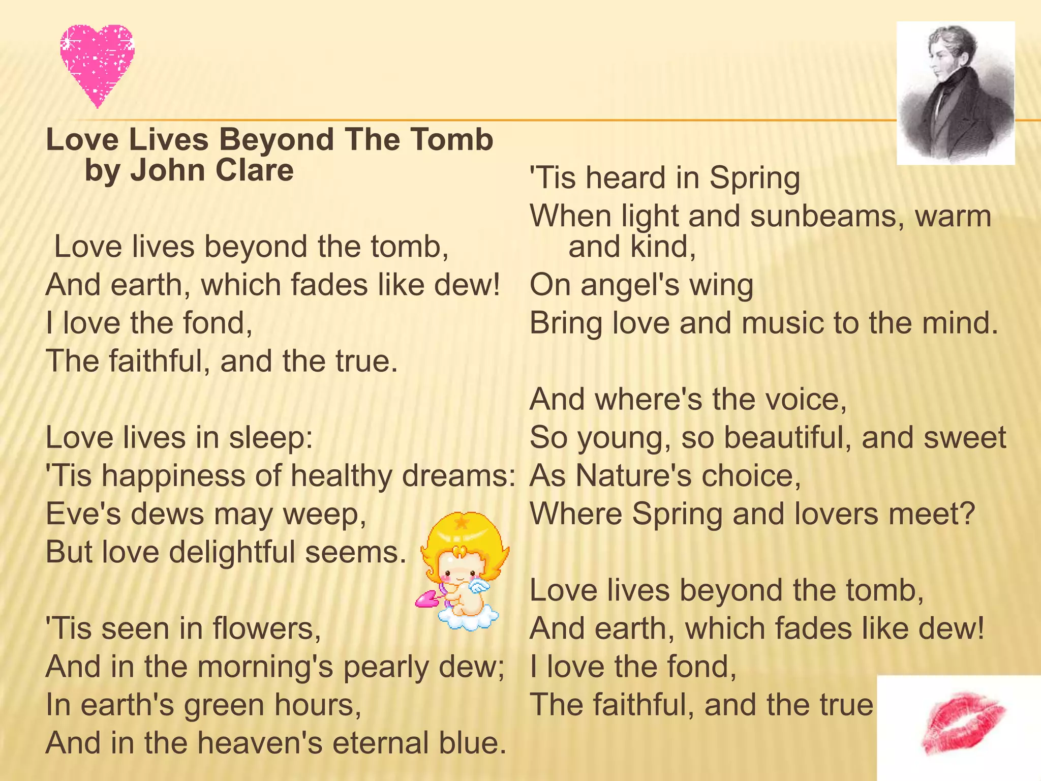 One heart, one and cupid a kiss for a poem of love in portuguese | PPTX