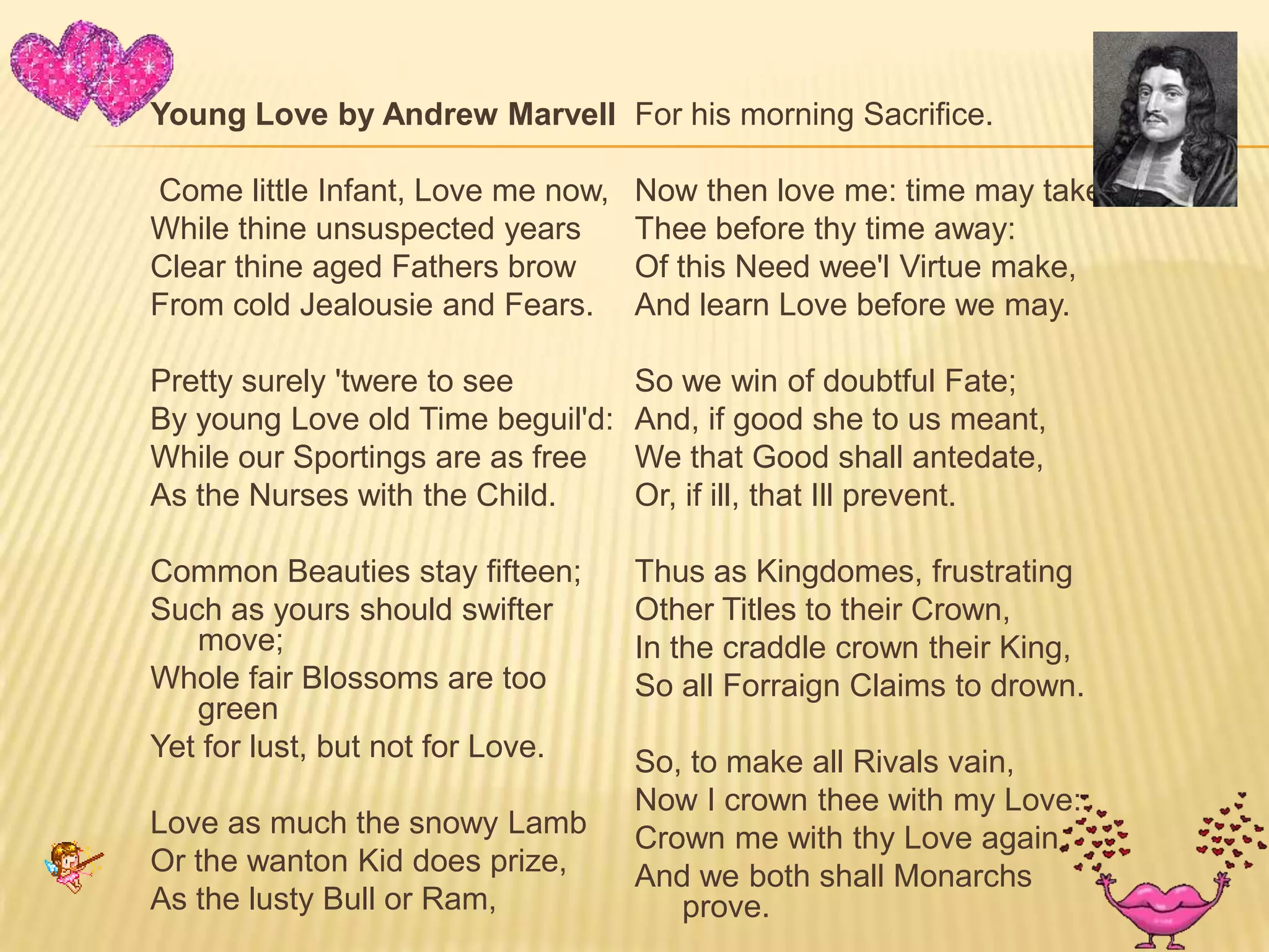 One heart, one and cupid a kiss for a poem of love in portuguese | PPTX