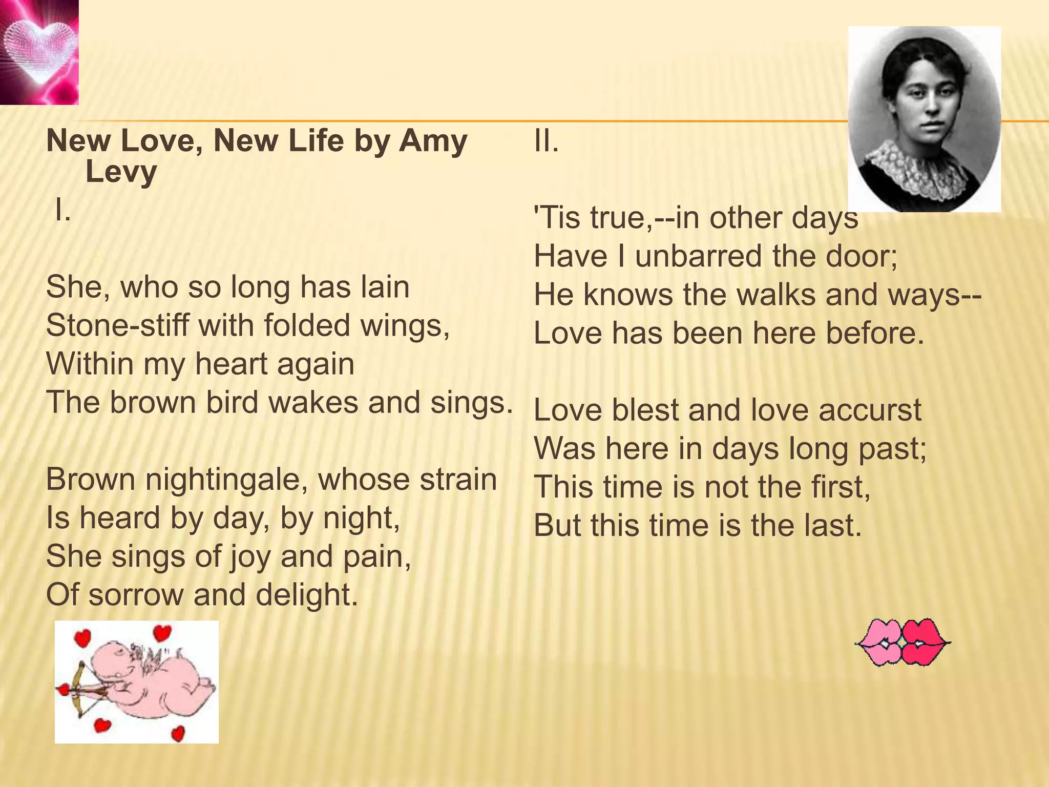 One heart, one and cupid a kiss for a poem of love in portuguese | PPTX