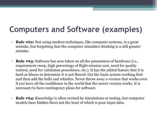 One hundred rules for nasa project managers | PPT
