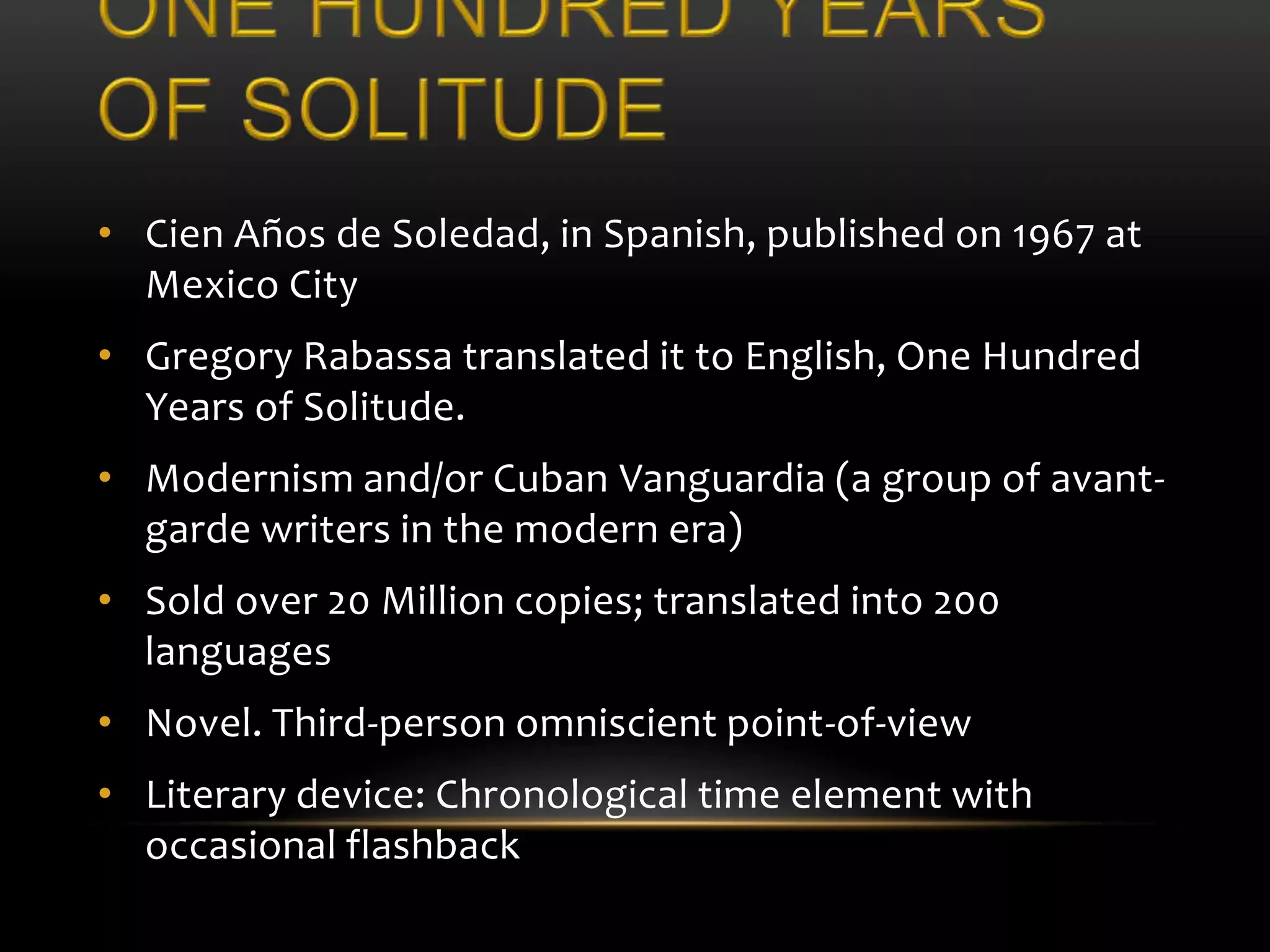 One hundred years of solitude Summary | PPTX