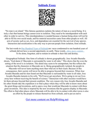 One Hundred Years Of Solitude Essay | PDF | Fantasy | Genres