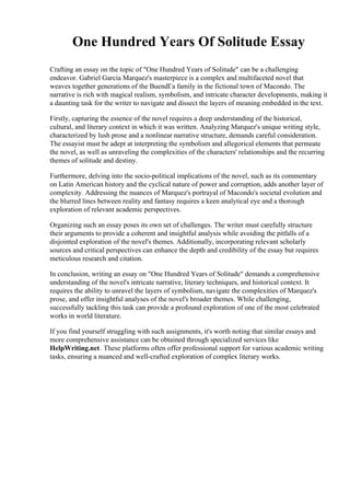 One Hundred Years Of Solitude Essay.pdf