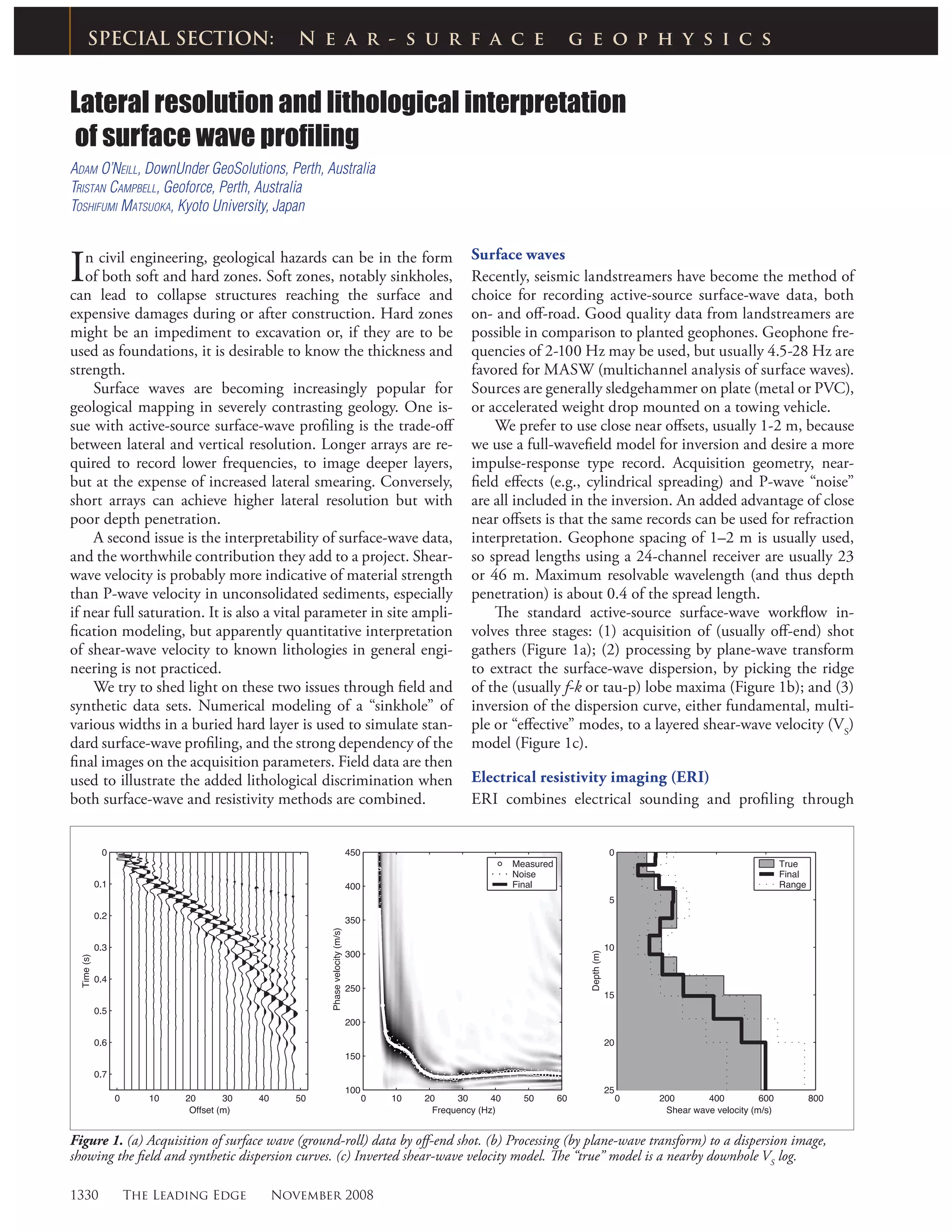 Lateral resolution and lithological interpretation of surface wave profi ling | PDF