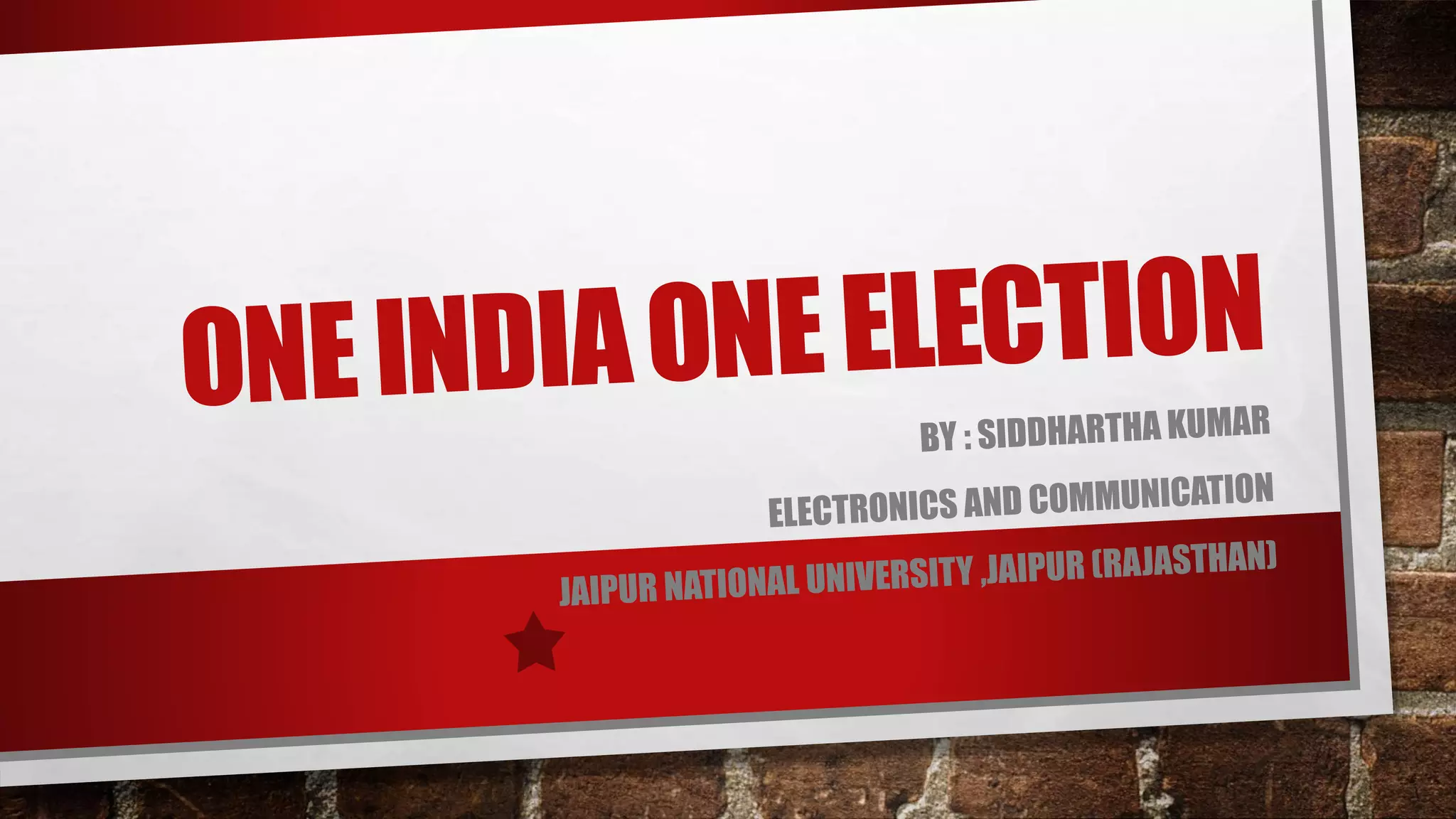 One india one election | PPTX