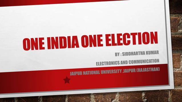 One india one election | PPT