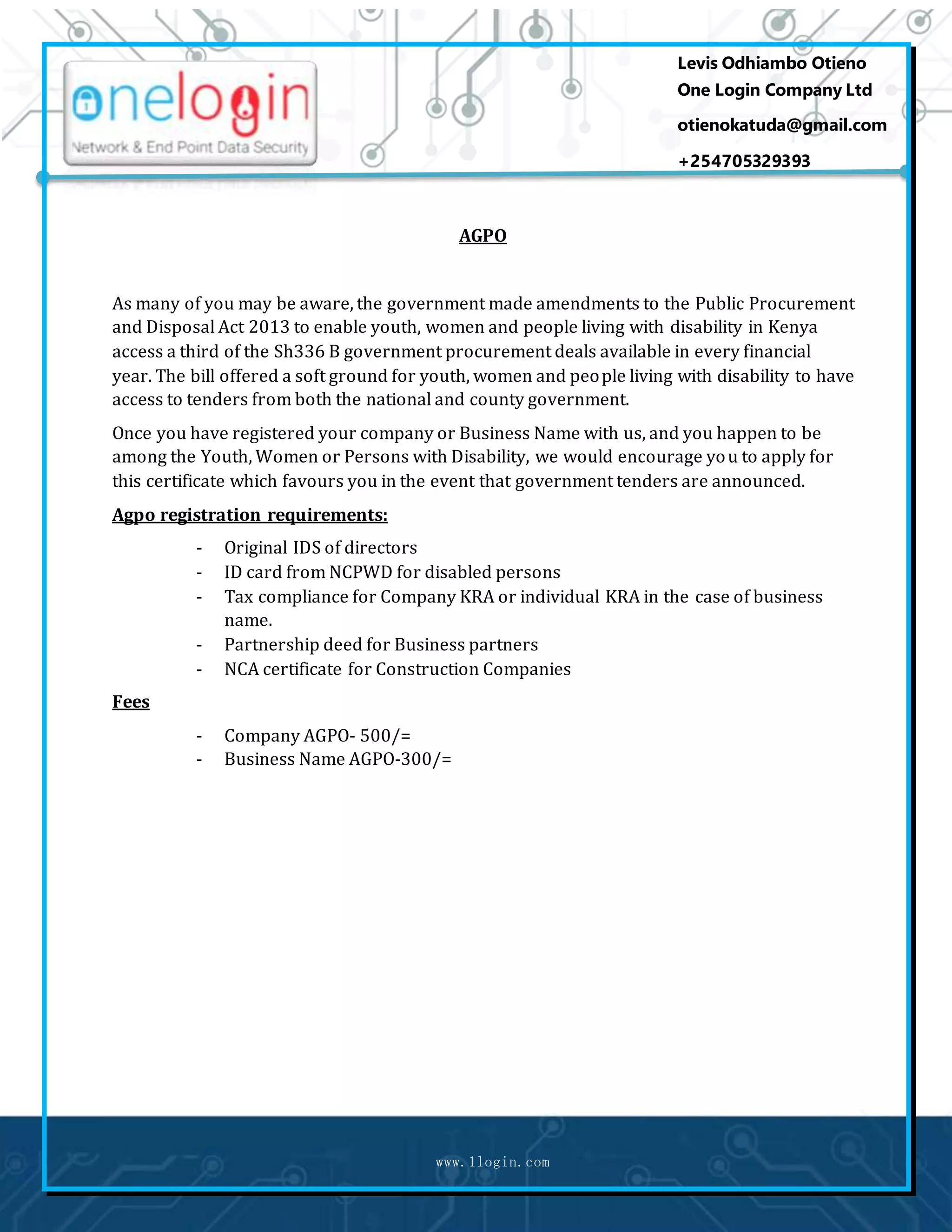 Onelogin company registration | DOCX