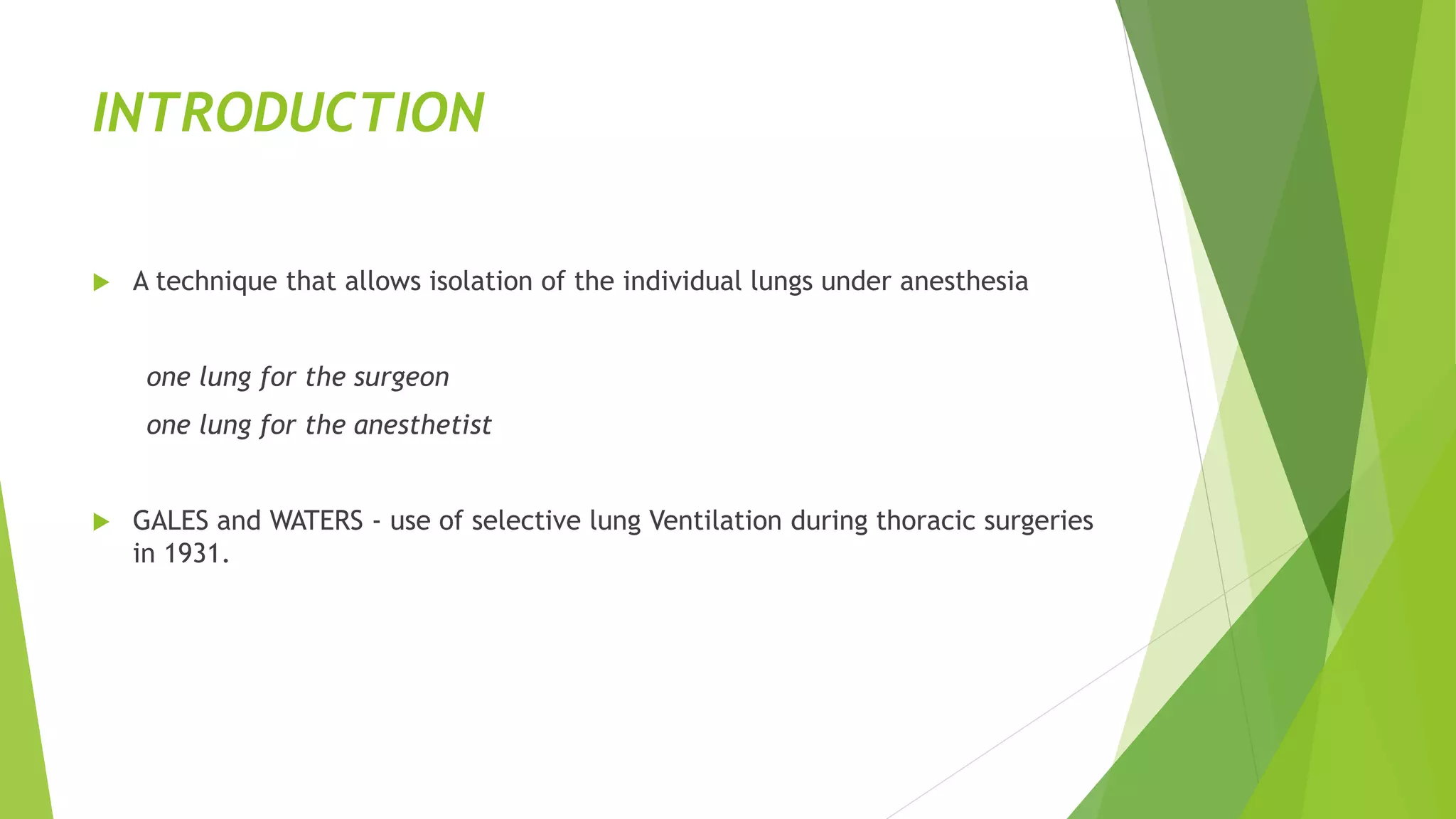 One lung ventilation | PPTX