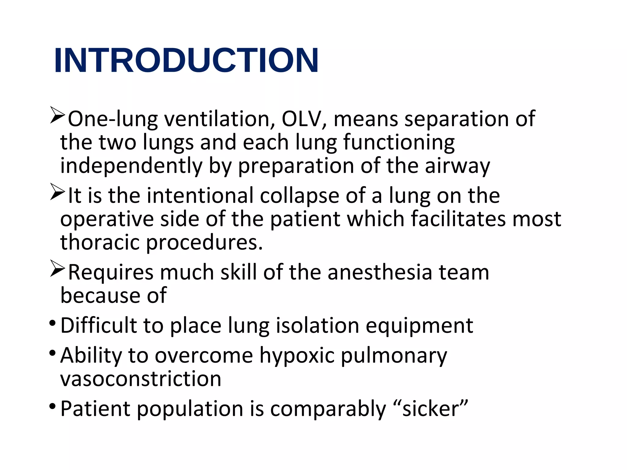 One lung ventilation | PPT | Lung and Respiratory Health | Diseases and ...
