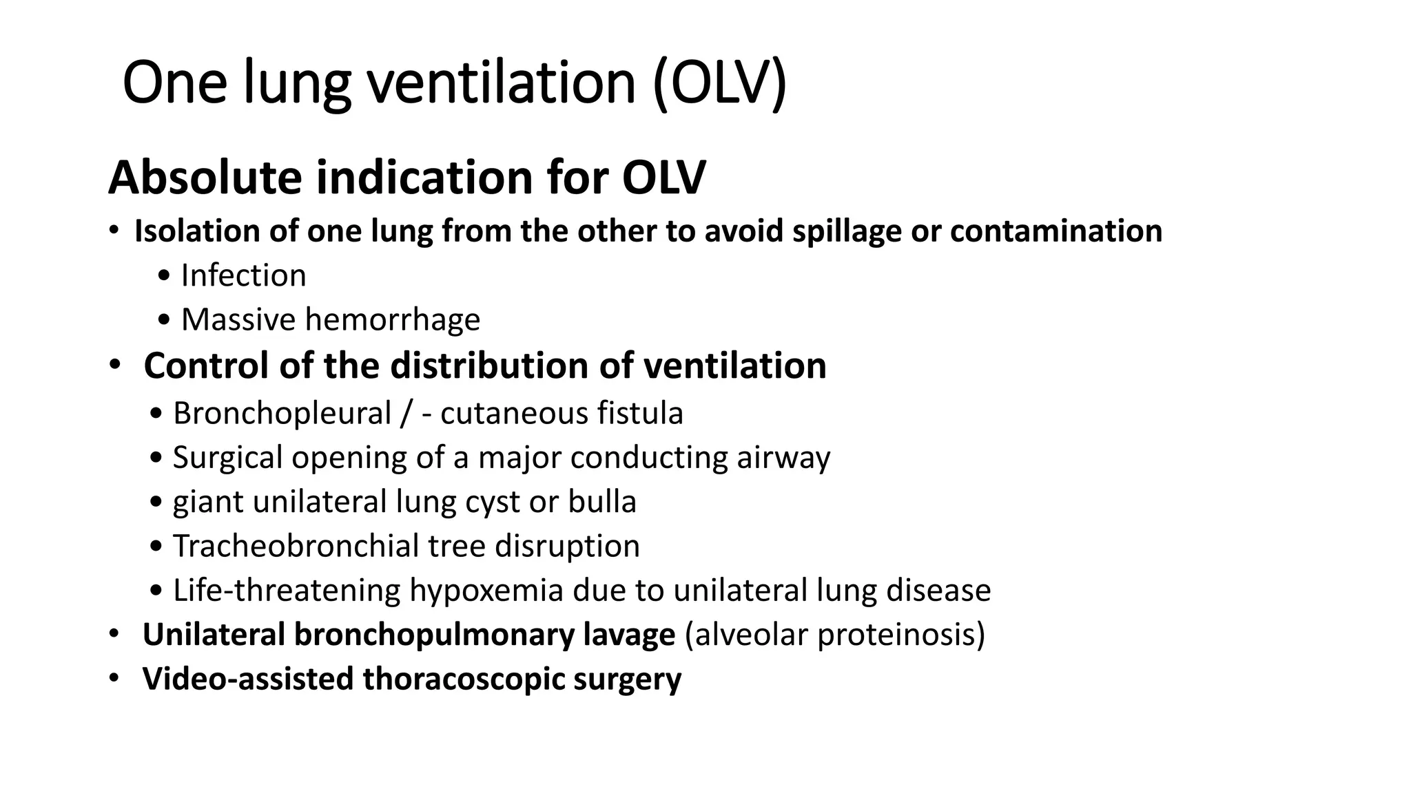 one lung ventilation and anaesthetic management and considerations | PPT