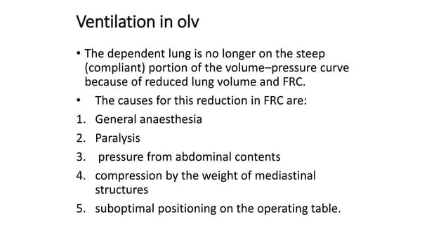 one lung ventilation and anaesthetic management and considerations | PPT