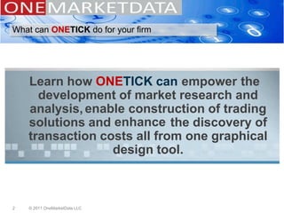 ONEMARKETDATA and ONETICK, a company and product overview | PPTX