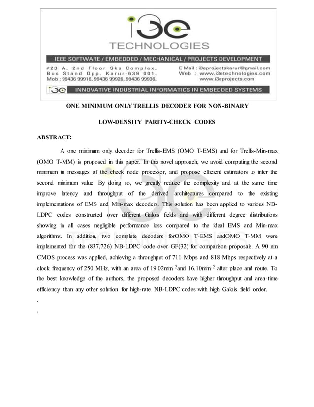 One minimum only trellis decoder for non binary low-density parity-check codes | PDF
