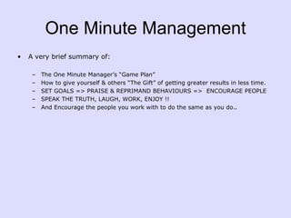 Essence Of One Minute Management | PPT