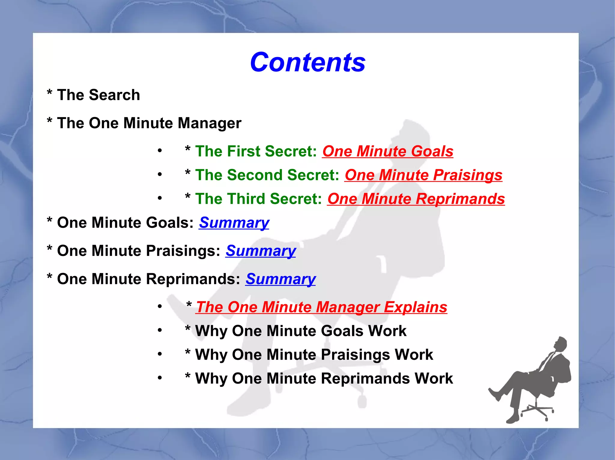 One minute manager In story | PPT