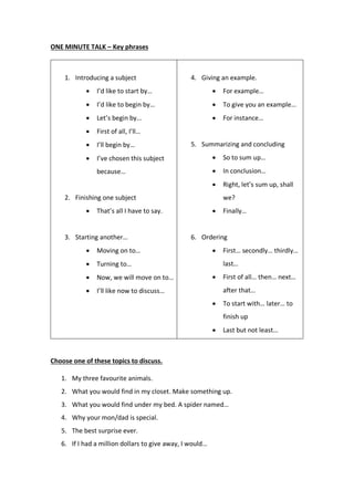 One minute talk | PDF