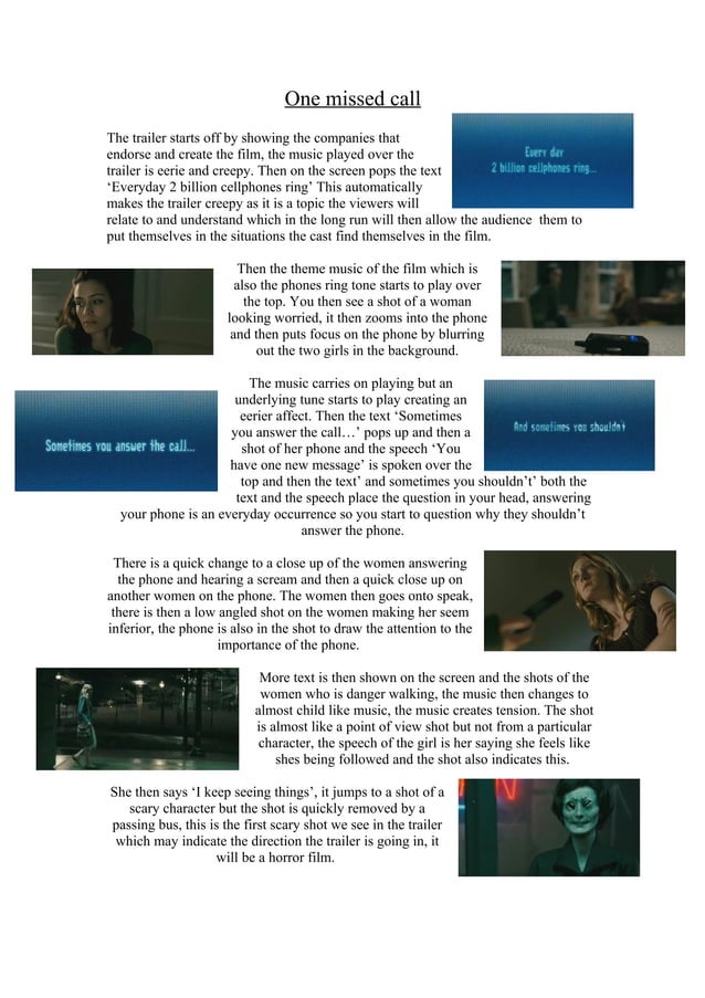 One missed call trailer analysis | PDF