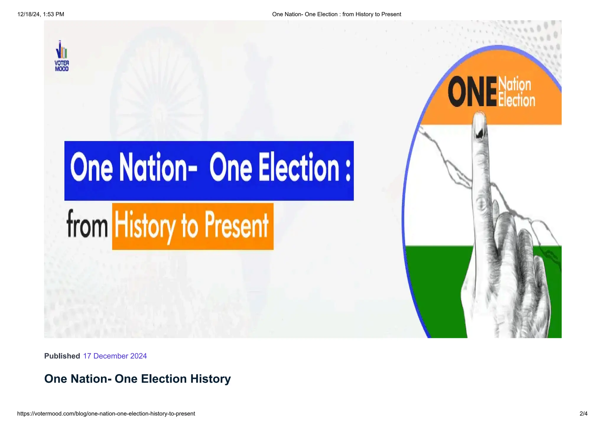 One Nation- One Election _ from History to Present | PDF