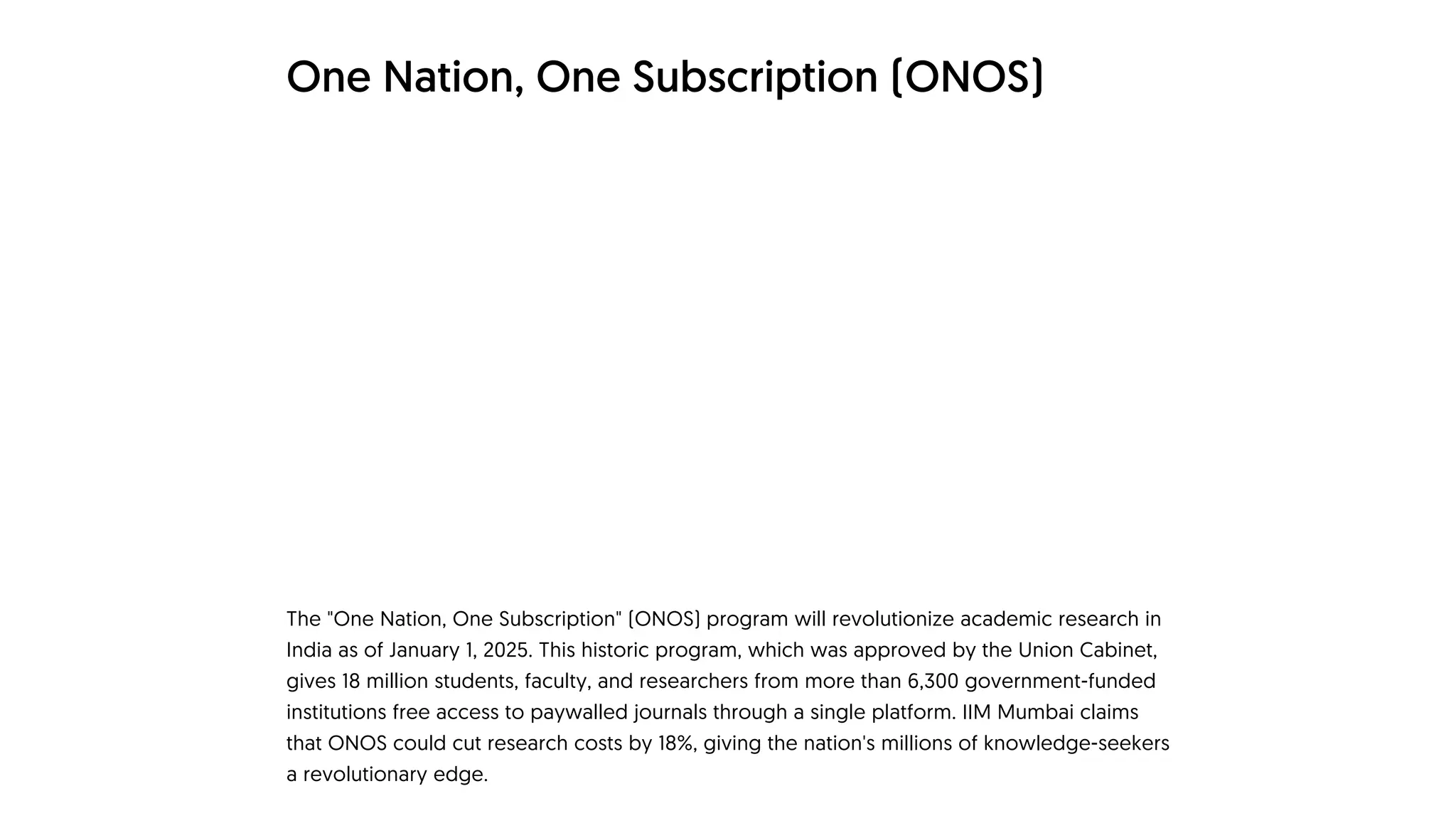 One Nation, One Subscription (ONOS) R&D. | PDF