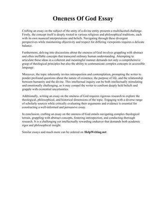 Oneness Of God Essay.pdf