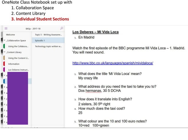 One note class notebook examples | PPTX