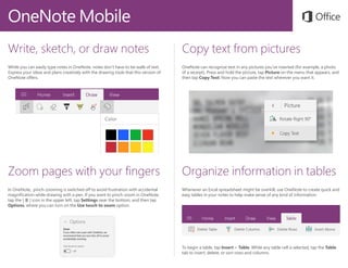 Microsoft Onenote Mobile Quick Start Guide | PDF