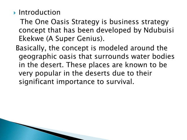 One oasis strategy | PPTX