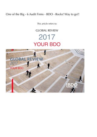 One of the big 6 audit firms - bdo - rocks - way to go | PDF