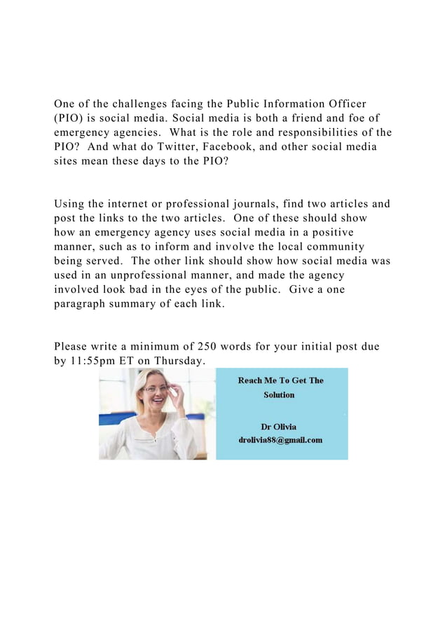 One of the challenges facing the Public Information Officer (PIO.docx ...