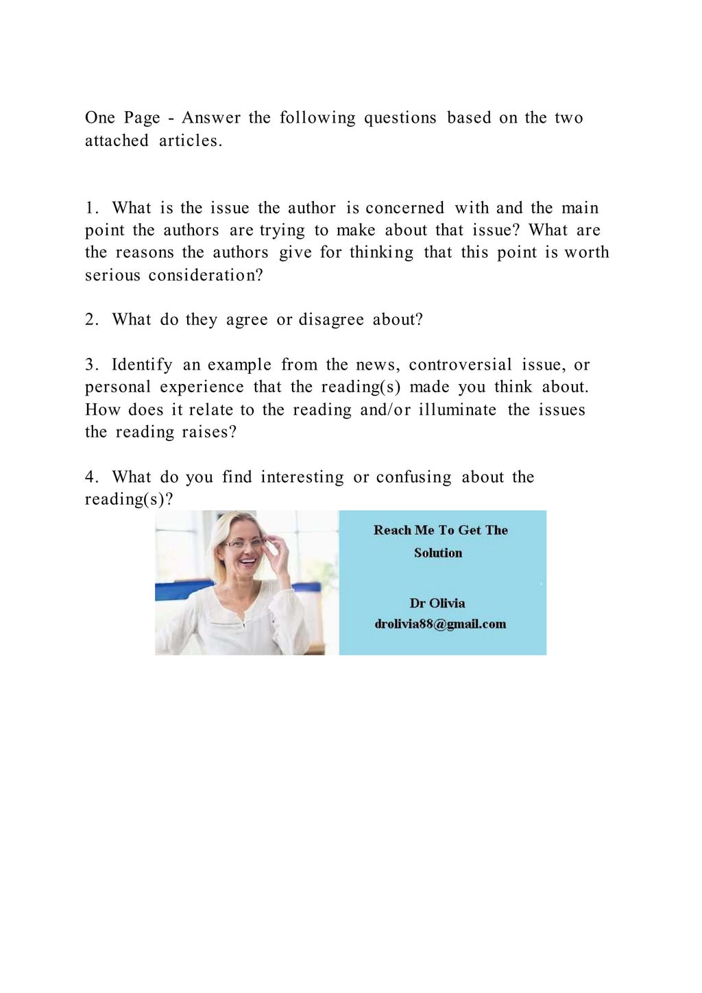 One Page - Answer the following questions based on the two attached | PDF