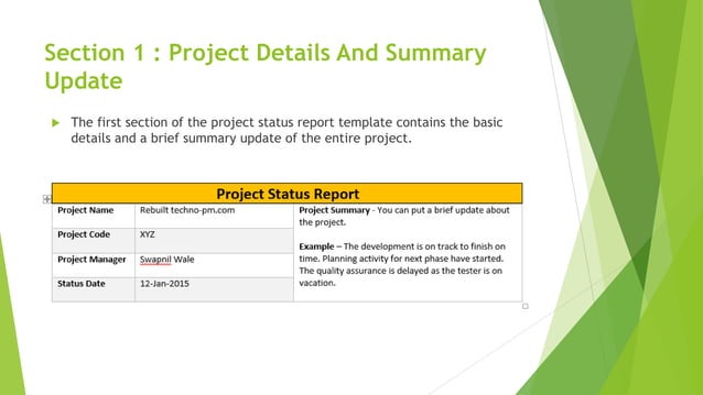 One page effective project status report | PPTX | Technology & Computing