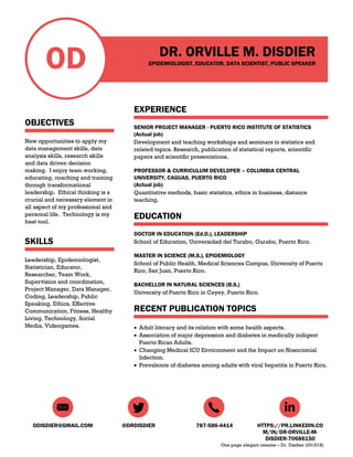 One Page Resume - Dr. Disdier | PDF