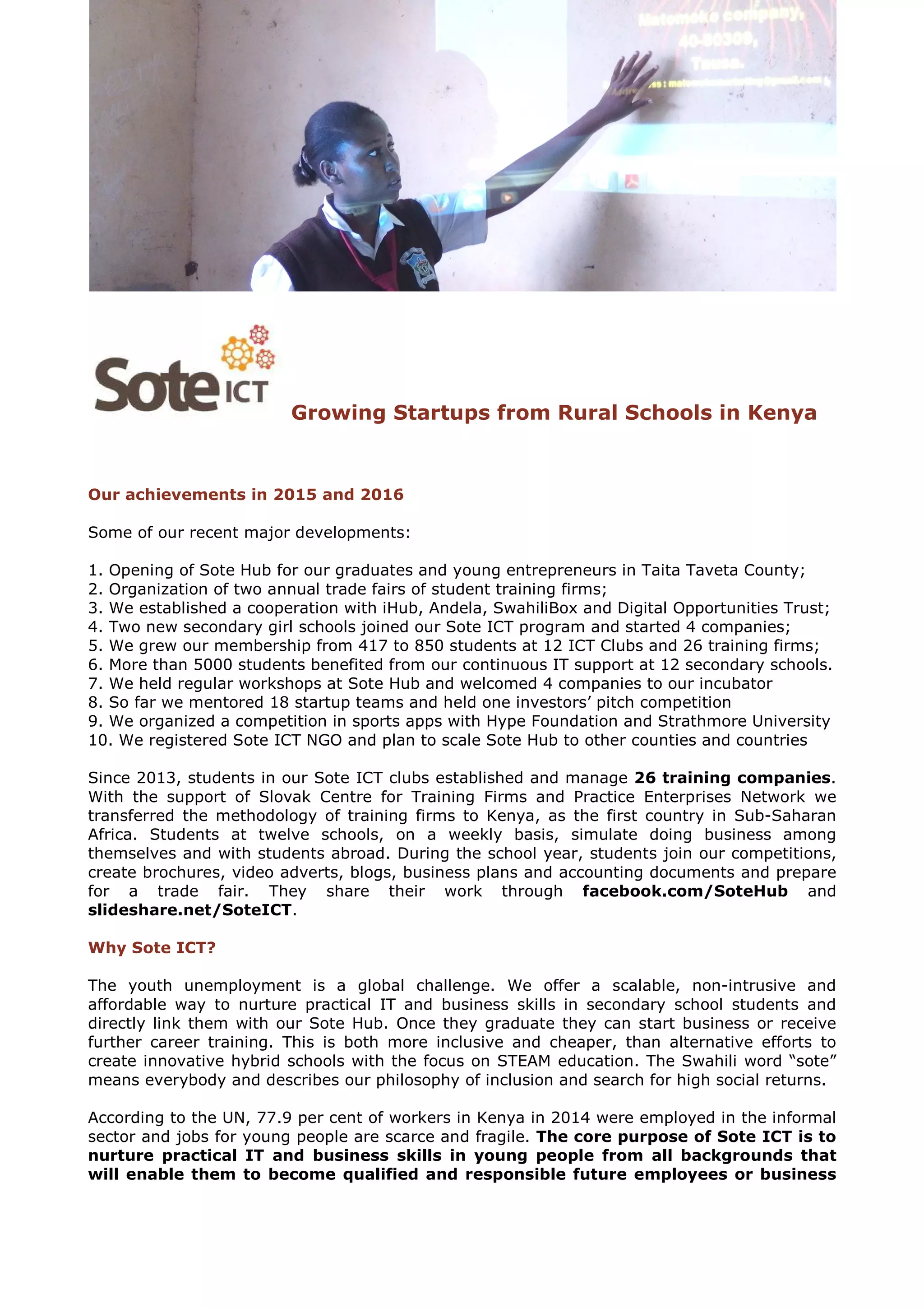 Sote ICT and Sote Hub - program overview 2016 | PDF