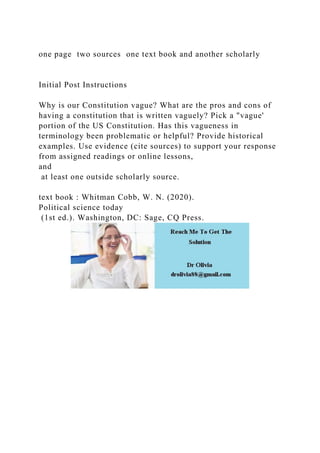 one page two sources one text book and another scholarly Ini.docx ...