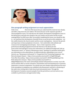 One paragraph writing assignment on music appreciation.docx