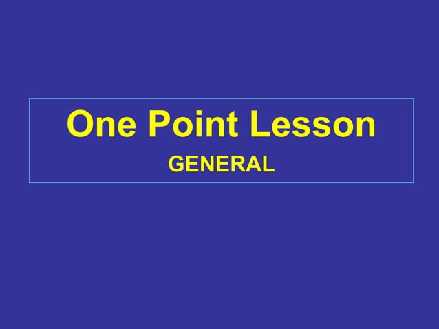 ONE POINT LESSONS-part1 .ppt, OPL TPM JH | PPT