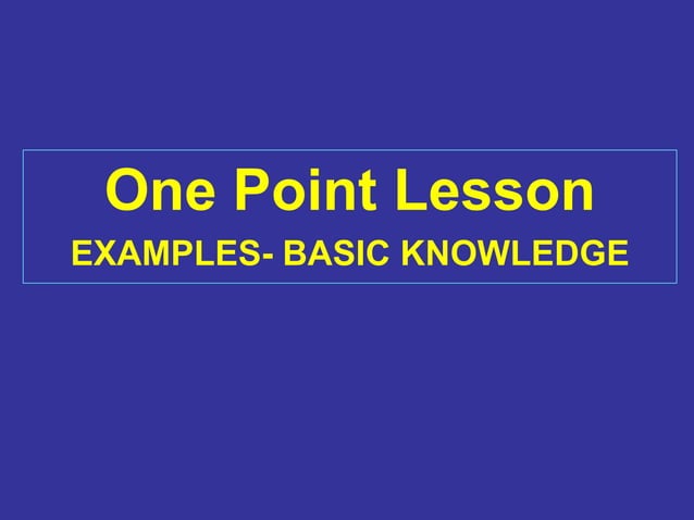 ONE POINT LESSONS-part1 .ppt, OPL TPM JH | PPT